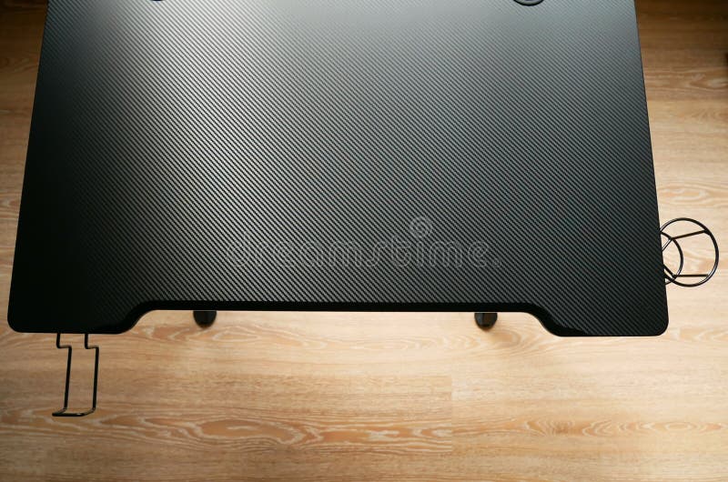 Assembling a Computer Desk at Home. Black Table for Gaming Computer ...