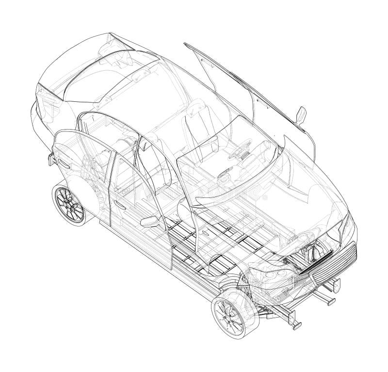 Isometric Electric Car Blueprint Stock Illustrations – 112 Isometric ...