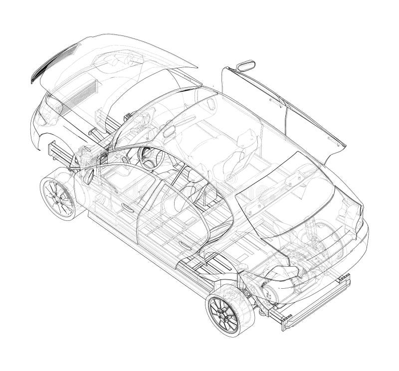 Isometric Electric Car Blueprint Stock Illustrations – 119 Isometric ...