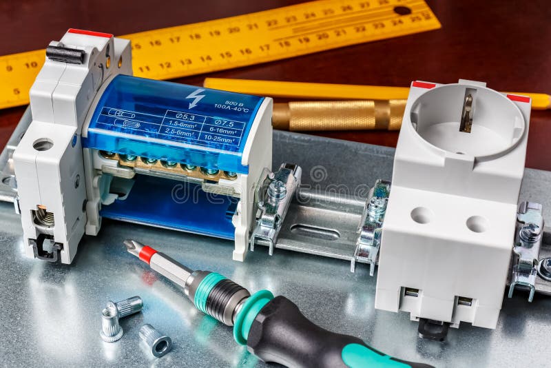 Assembling of Electrical Panel in Workshop. Electrical Equipment ...