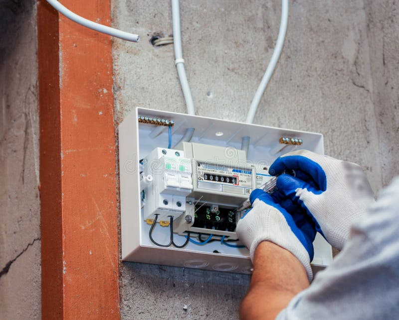 Assembling the Electrical Shield. Stock Photo - Image of installation ...