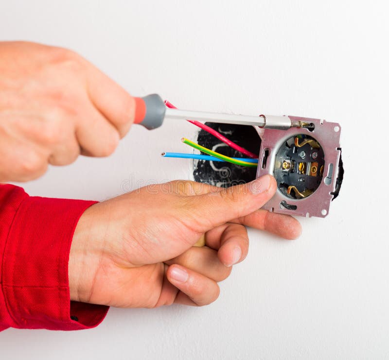 Assembling Electrical Wall Socket Stock Photo - Image of electrician ...