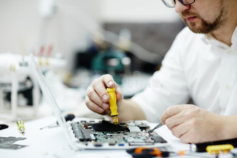 Assembling Electronic Circuit Board in Laptop Stock Image - Image of ...