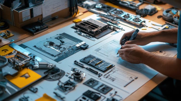 Assembling Electronic Components on a Workbench Stock Photo - Image of ...