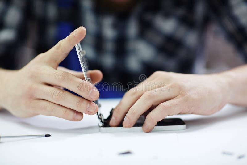 Assembling Electronic Device in Workshop Stock Image - Image of gadget ...
