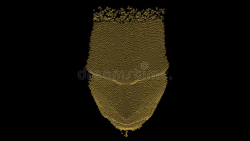 Assembling a Face from Round Gold Particles. Particle Animation Stock ...