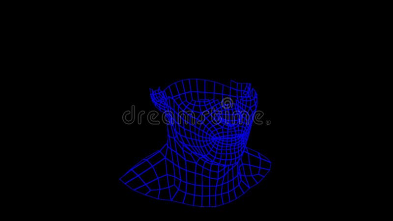 Assembling a Head from Grid Polygons. Mesh 3D Animation. Hologram 3D ...