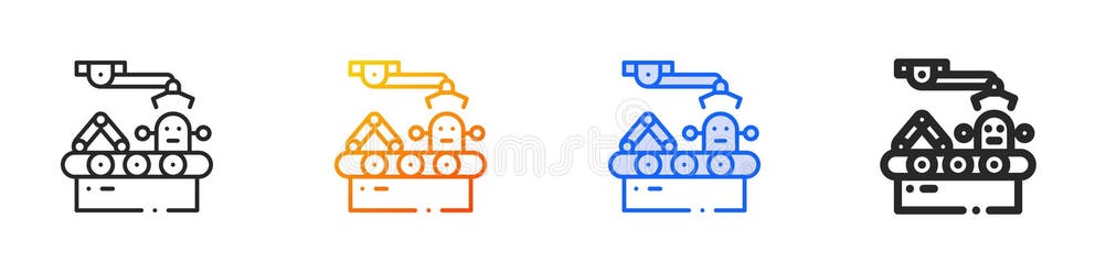 Assembling Icon.Thin Linear, Gradient, Blue Stroke and Bold Style Design Isolated on White ...