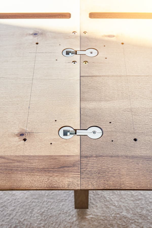 Assembling of Wooden Dining Table with Worktop Connectors Stock Photo ...