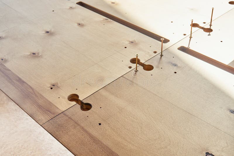 Assembling of Wooden Dining Table with Worktop Connectors Stock Photo ...