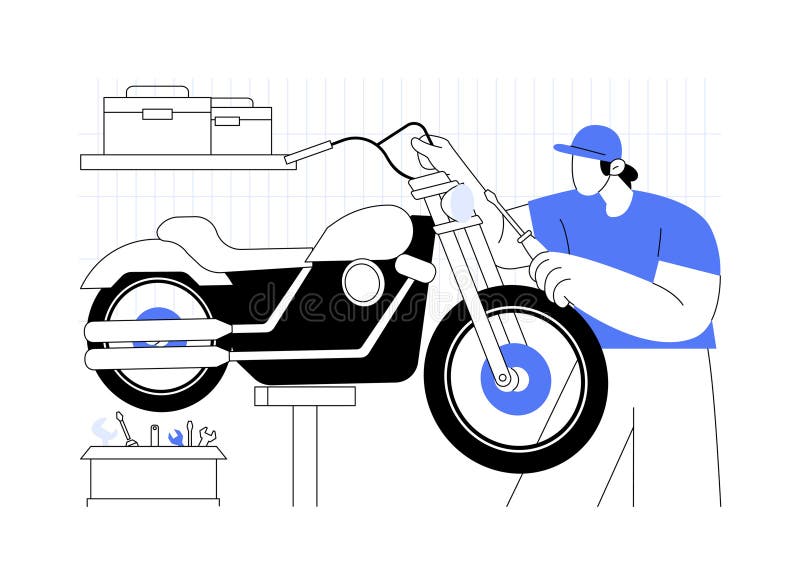 Assembling Motorcycle Isolated Cartoon Vector Illustrations. Stock ...
