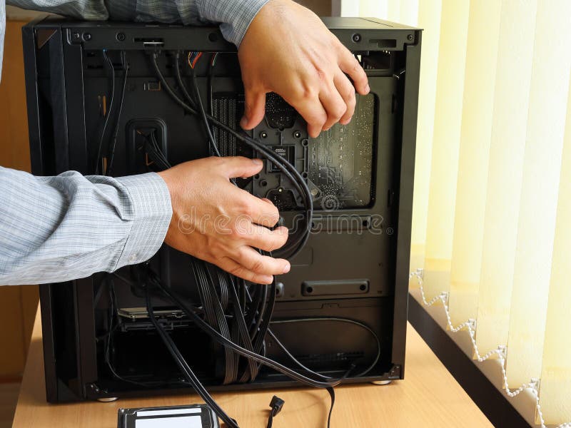 Assembling New Computer, Setting Parts and Laying Wires in System Unit ...