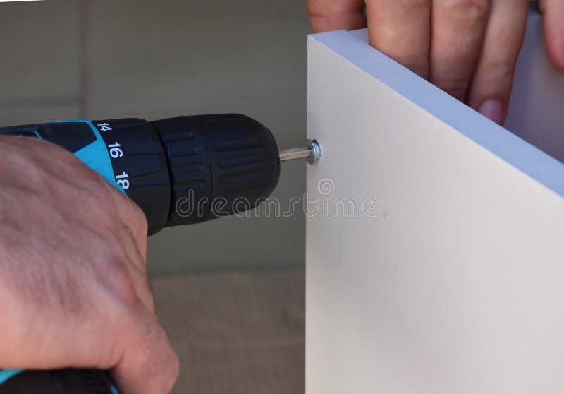 Assembling the Parts Black Cordless Screwdriver. Stock Photo - Image of ...