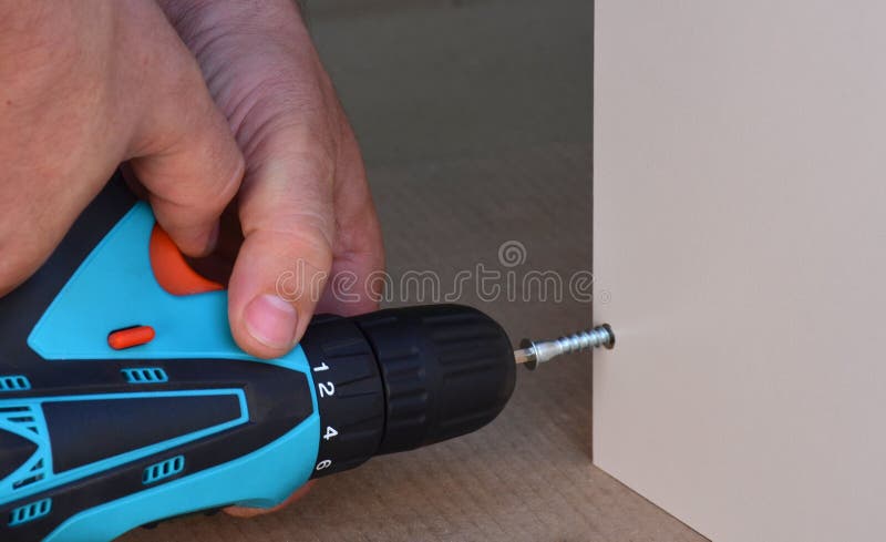 Assembling the Parts Blue Cordless Screwdriver. Stock Image - Image of ...