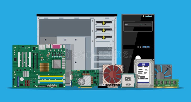 Assembling PC. Personal Computer Hardware. Stock Vector - Illustration ...