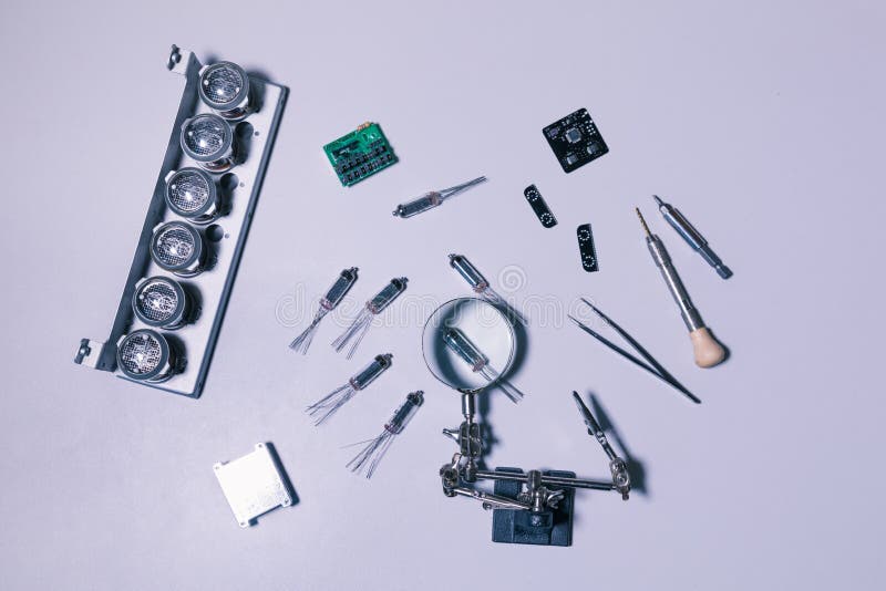 Assembling the PCB Printed Circuit Board, Soldering a Microchi Stock ...