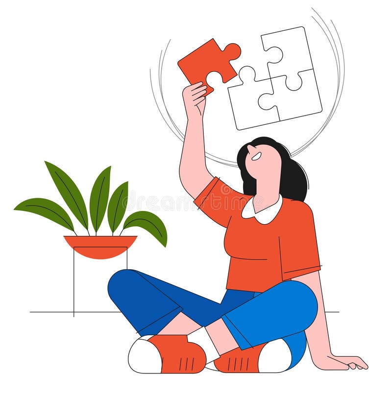Assembling Puzzle Pieces of Mind Stock Vector - Illustration of piece ...