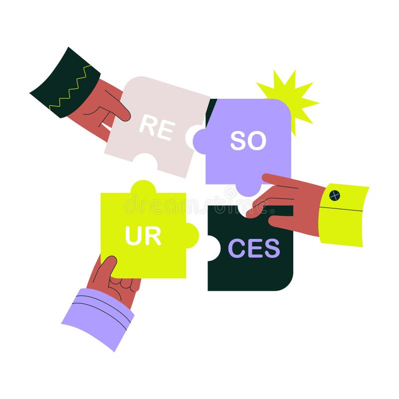 Puzzle Pieces Representing the Word Resources Being Connected by ...