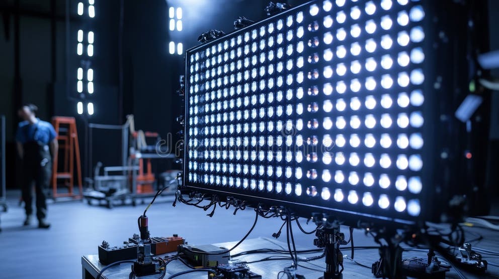 Assembling Sleek LED Panel for Stage Lighting Setup Stock Illustration ...