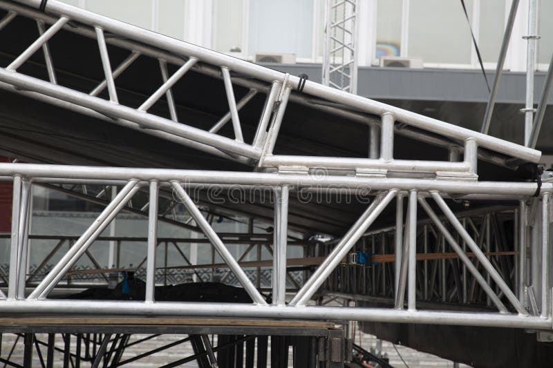 Assembling a Stage for a Performance.Scaffolding for the Stage for the ...