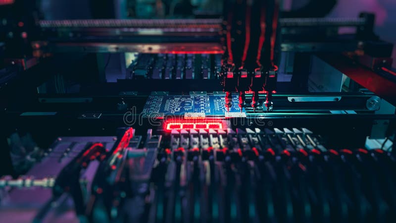 Assembling of System Board Components by Robotic Hand. Stock Photo ...