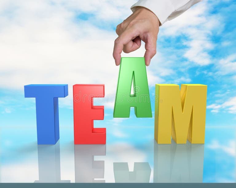 Assembling TEAM 3D Word on Table with Sky Reflection Stock Illustration ...