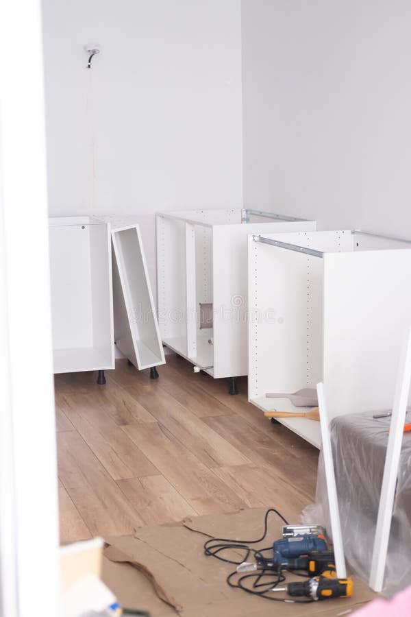 Assembling the White Frames of the Modular Kitchen. Step by Step ...