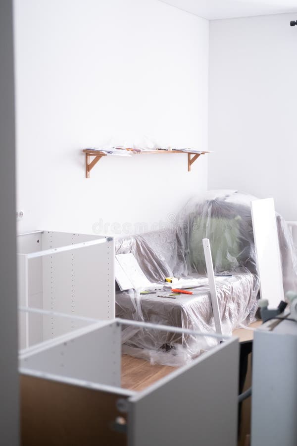 Assembling the White Frames of the Modular Kitchen. Step by Step ...