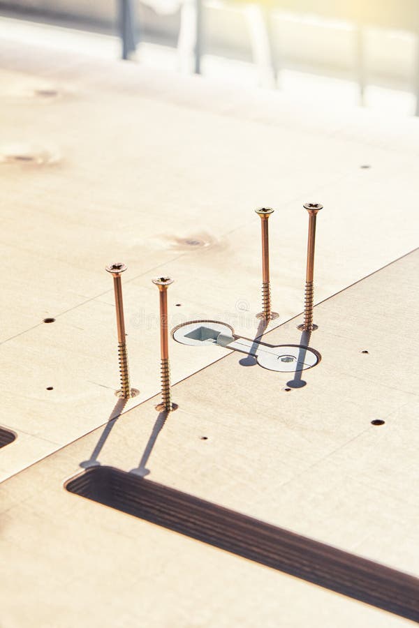 Assembling of Wooden Dining Table with Worktop Connectors Stock Photo ...