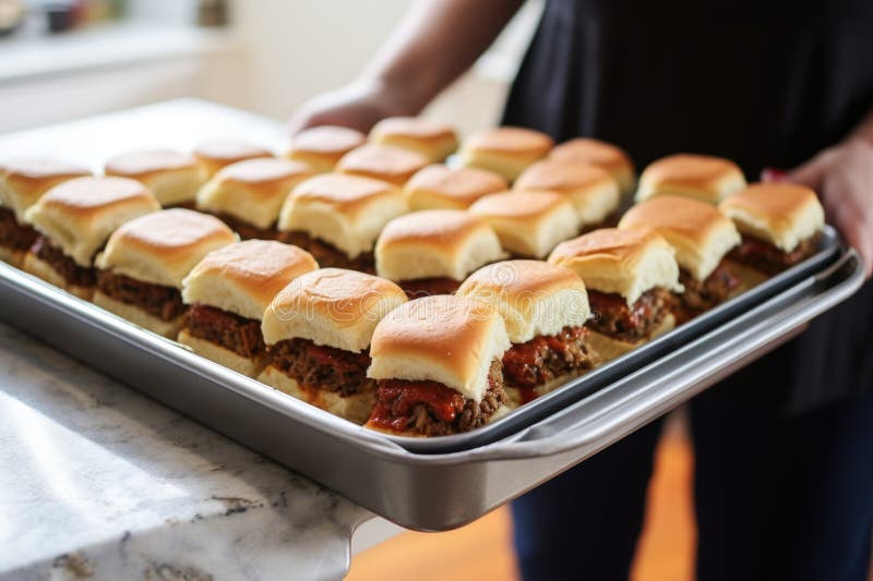 Assembly of Bbq Sliders on Presentation Tray Stock Illustration ...