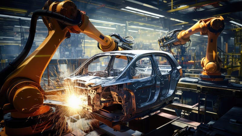 Assembly Computer Automobile Plant Stock Illustration - Illustration of ...