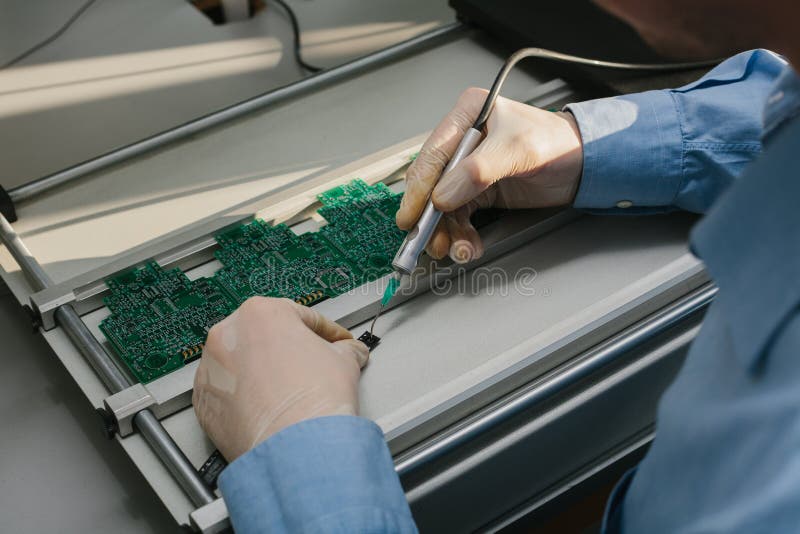 The Assembly of Computer Units. Technological Process. Stock Image ...
