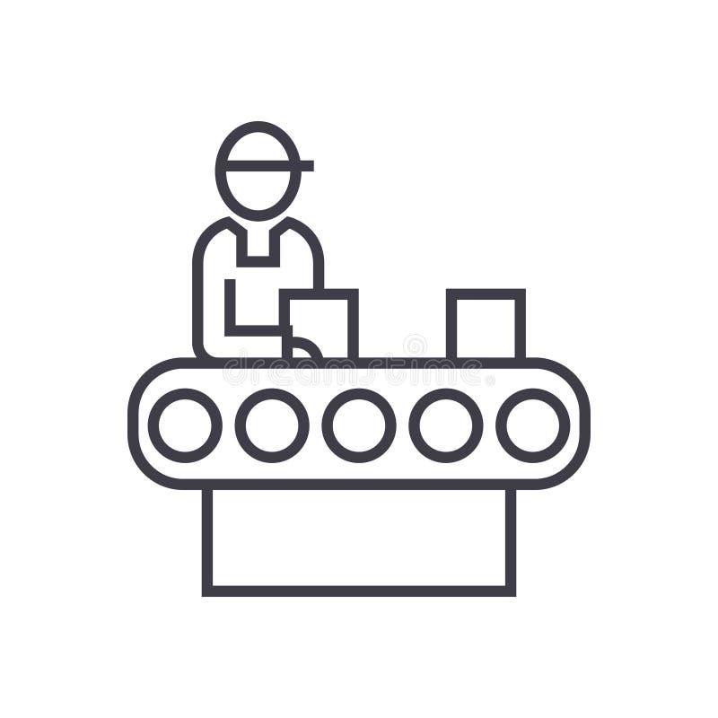Assembly Conveyor Concept Vector Thin Line Icon, Symbol, Sign ... Assembly Conveyor Concept Vector Thin Line Icon, Symbol, Sign ...
