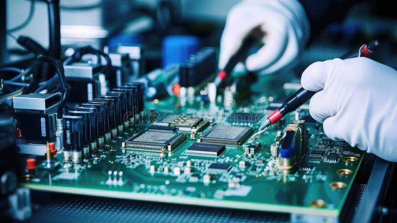 Assembly Cpu Electronics Factory Stock Illustration - Illustration of ...