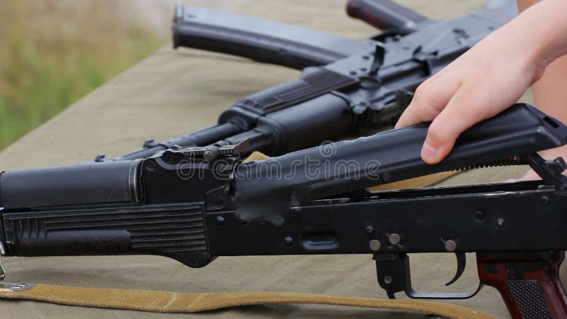 Assembly and Disassembly of an Automatic Rifle Stock Video - Video of ...