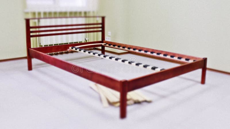 Assembly Frame of an Orthopedic Wooden Double Bed, Tilt-Shift Effect ...