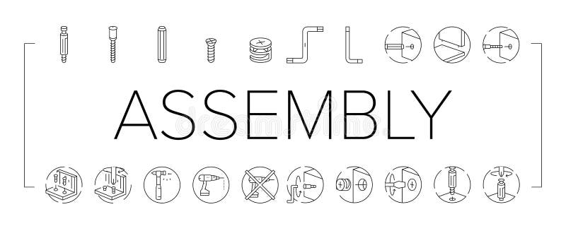 Assembly Furniture Instruction Icons Set Vector Stock Vector