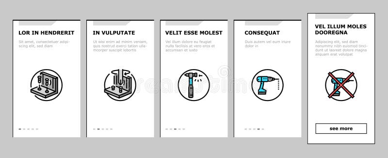 Assembly Furniture Instruction Onboarding Icons Set Vector Stock Vector