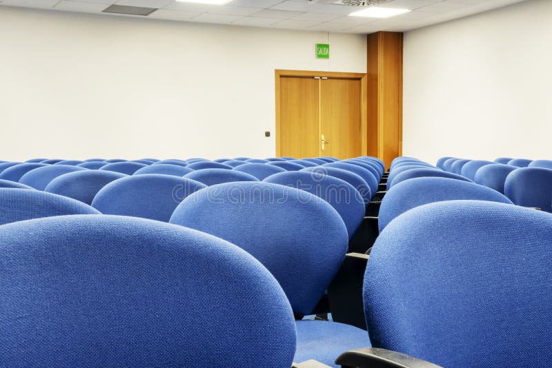 Assembly Hall of an Office Building Full of Blue Armchairs Stock Photo ...