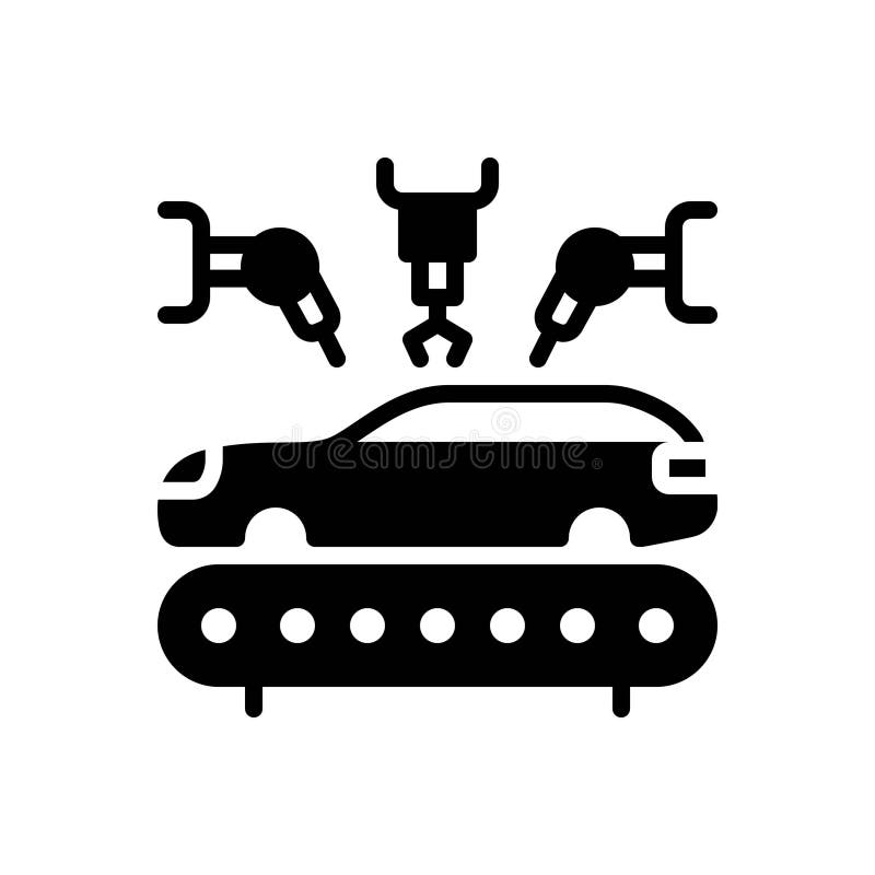 Black Solid Icon for Assembly, Automation and Factory Stock Vector ...