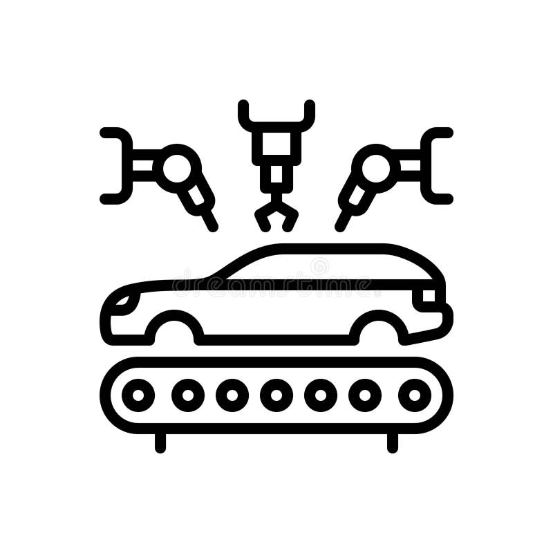 Black Line Icon for Assembly, Automation and Factory Stock Vector ...