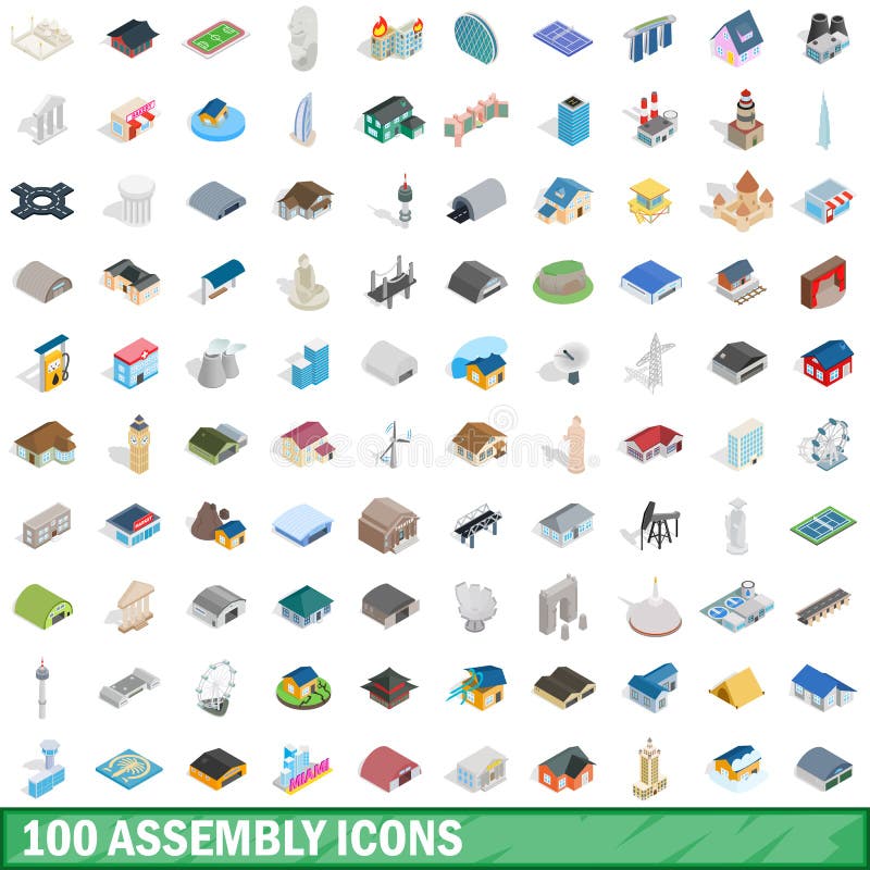 100 Assembly Icons Set, Isometric 3d Style Stock Vector - Illustration ...