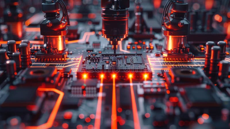 After Assembly, Industrial Robots Test Electronic Printed Circuit ...