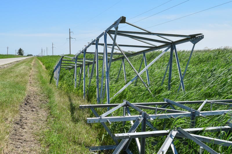 Assembly and Installation of New Support of a Power Line Stock Photo ...