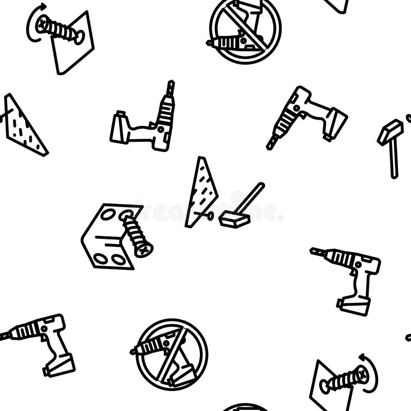 Assembly Instruction Furniture Vector Seamless Pattern Stock