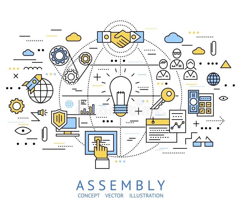Assembly Line Art stock vector. Illustration of design - 78696674