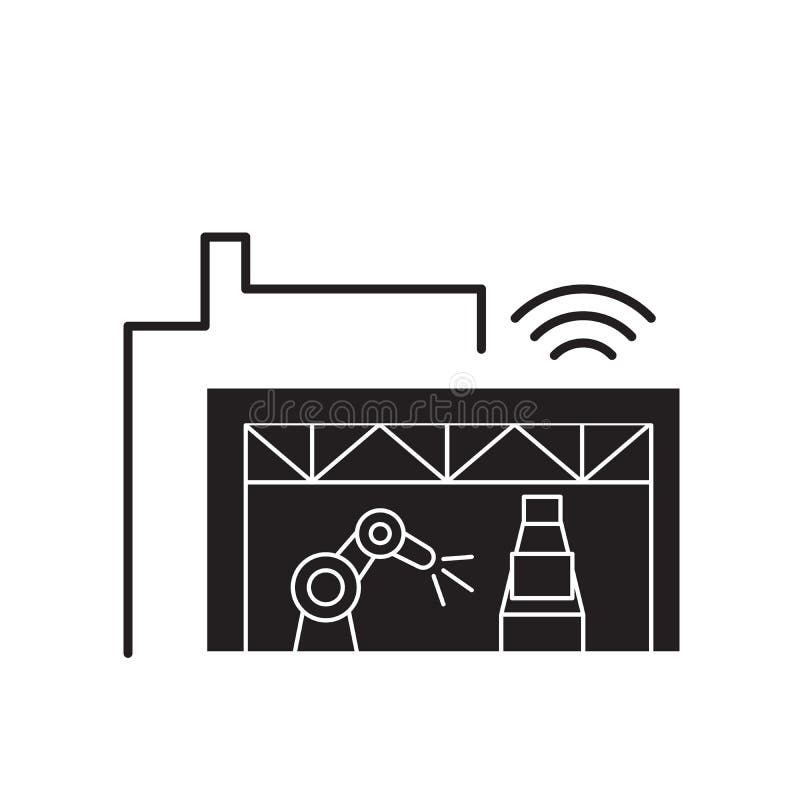 Assembly Line Black Vector Concept Icon. Assembly Line Flat ...