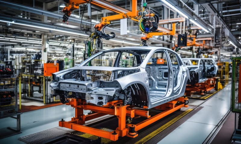 Assembly Line of Cars in Factory Stock Photo - Image of automobile ...