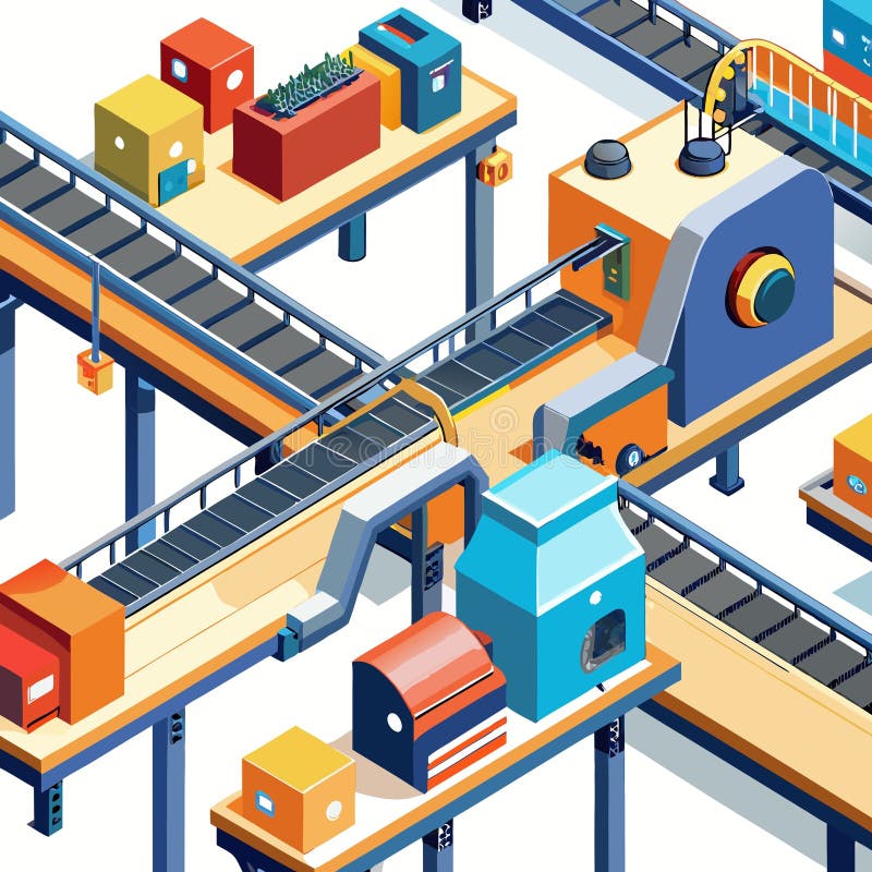 Assembly Line Conveyor Illustration Stock Vector - Illustration of ...