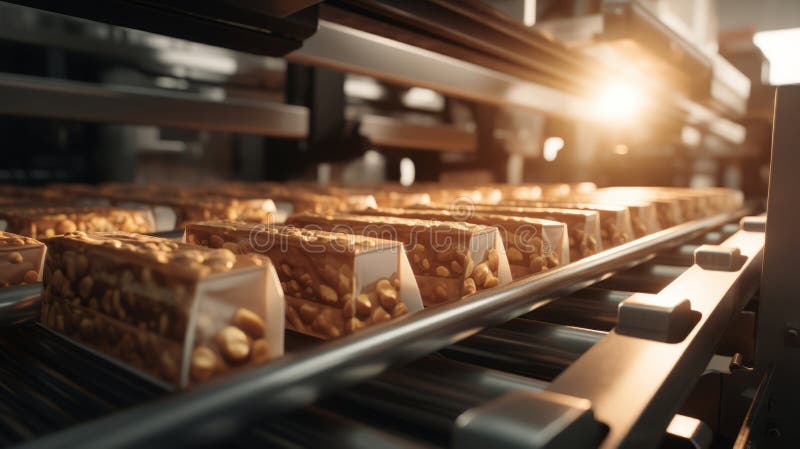 An Assembly Line Dedicated To Creating and Packaging Snack Bars ...